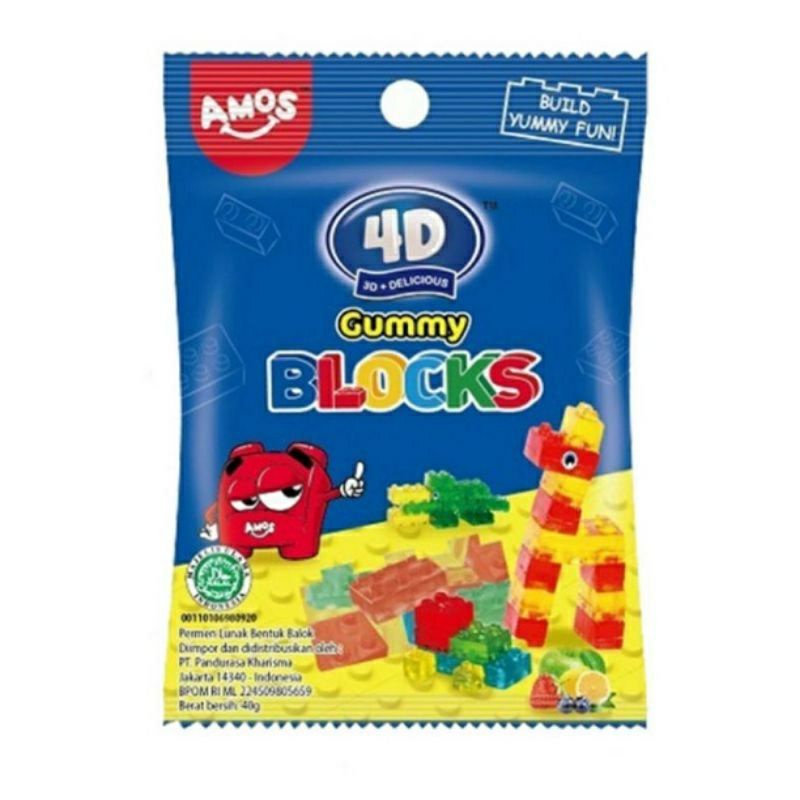 Jual AMOS 4D GUMMY BLOCK CANDY |PERMEN LUNAK | Shopee Indonesia
