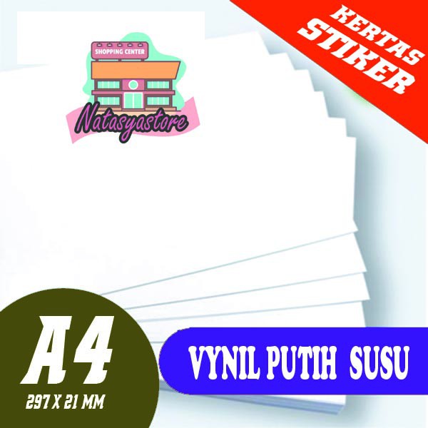Jual kertas Stiker Vynil Putih Susu A4 21x29,7 harga per lembar ...