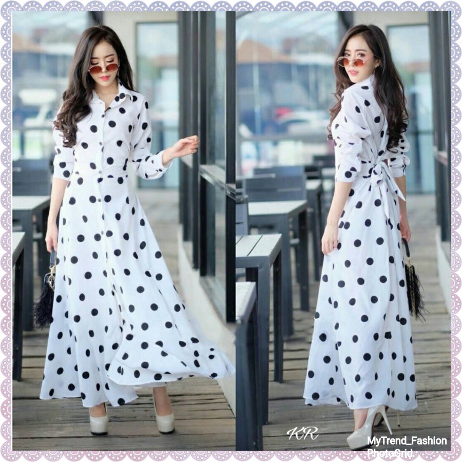 Jual Longdress Polkadot Rayoni / Baju Dress Wanita Dewasa Kondangan ...