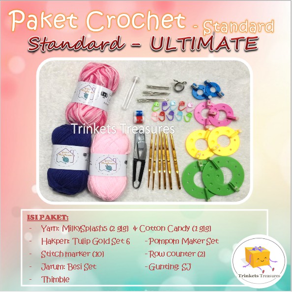 Jual Starter Kit Crochet Paket merajut pemula set peralatan rajut paket ...
