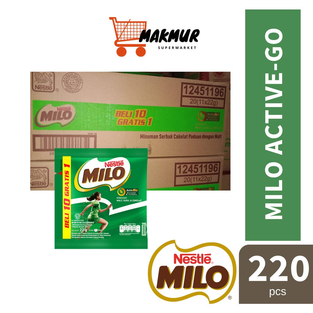 Jual Milo Active-go Sachet 22 gram - 1 dus isi 220 pcs | Shopee Indonesia