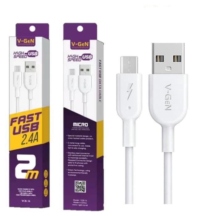 Jual Kabel Charge VGen VCB 16 Micro USB 2.4A Quick Charge & Data 200cm ...