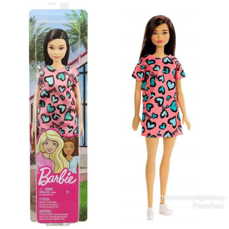 Jual Barbie Glitz Black Hair Fab Basic Doll Pink Dress Heart Design ...