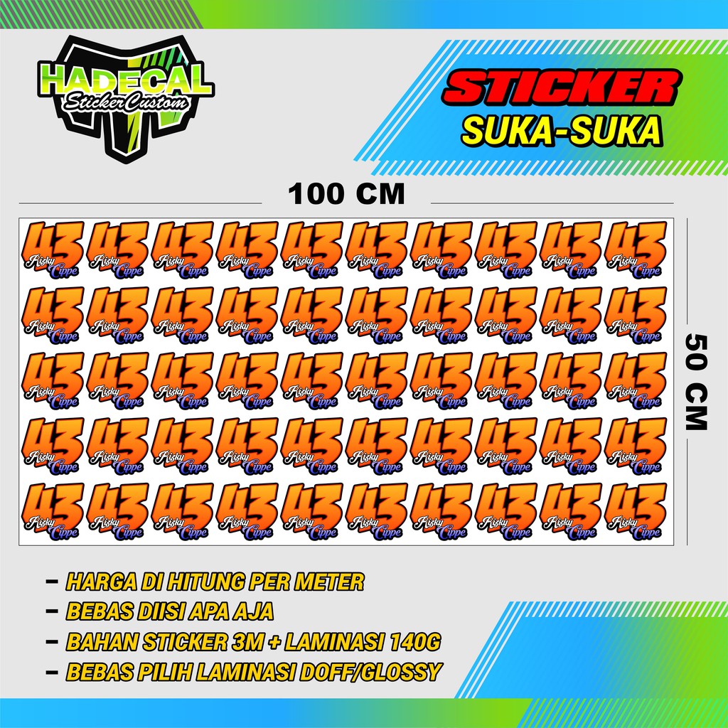Jual STICKER CUSTOM DESAIN SUKA-SUKA PER METER | Shopee Indonesia