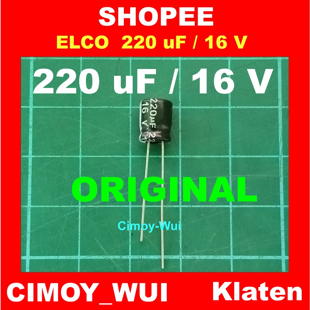 Jual ELCO 220UF 16V elco kondensator kapasitor capacitor 220 uf 16 v ...