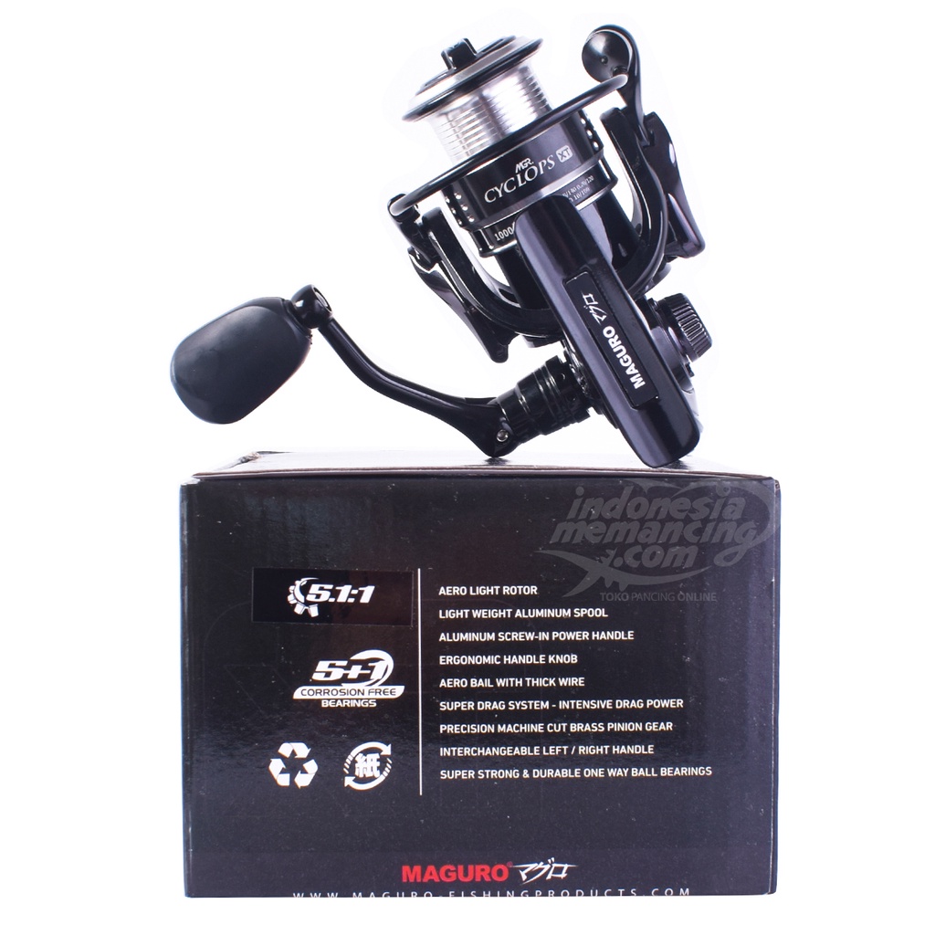 Jual Reel Spinning Maguro Cyclops XT Power Handle ukuran Cyclops XT 1000 | Cyclops XT 2000 ...
