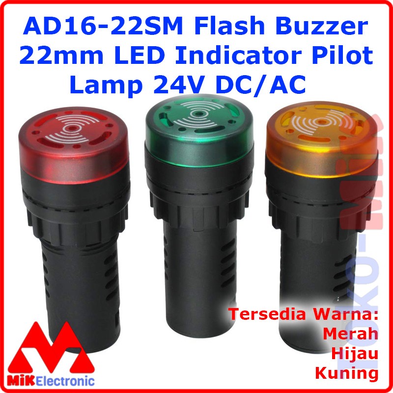 Jual AD16-22SM FLASH BUZZER 24V DC/AC LED LIGHT PILOT LAMP ALARM SIGNAL | Shopee Indonesia