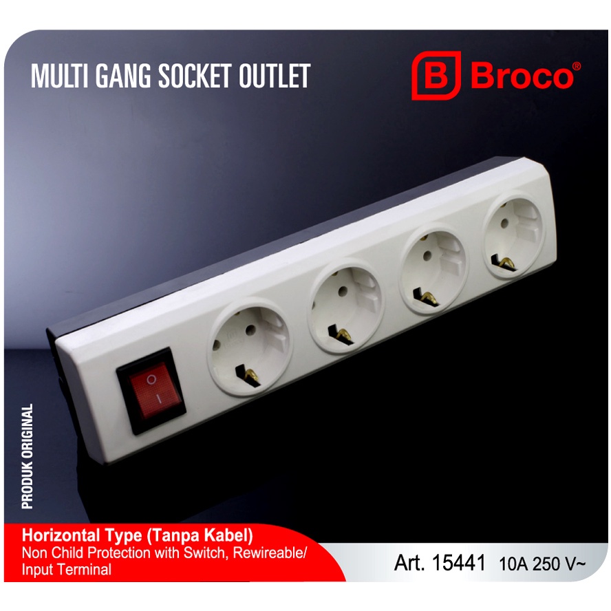 Jual Broco Electrical 15441 Stop Kontak 4 Lubang (NCP + Switch ...