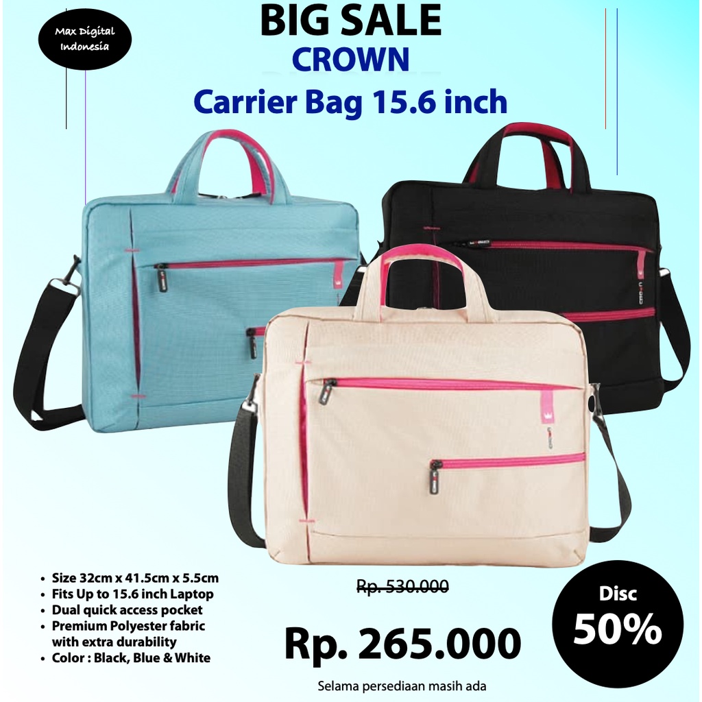 Jual Laptop Bag Crown Carrier Bag 15.6 inch - Tas Laptop | Shopee Indonesia
