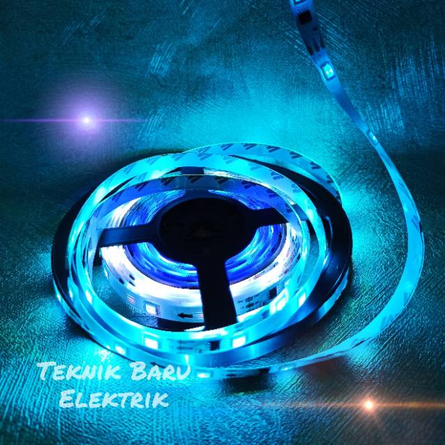 Jual LAMPU STRIP RUNING LED IC PINTAR SMD 5050 RGB IP44 12V ADAPTOR ...