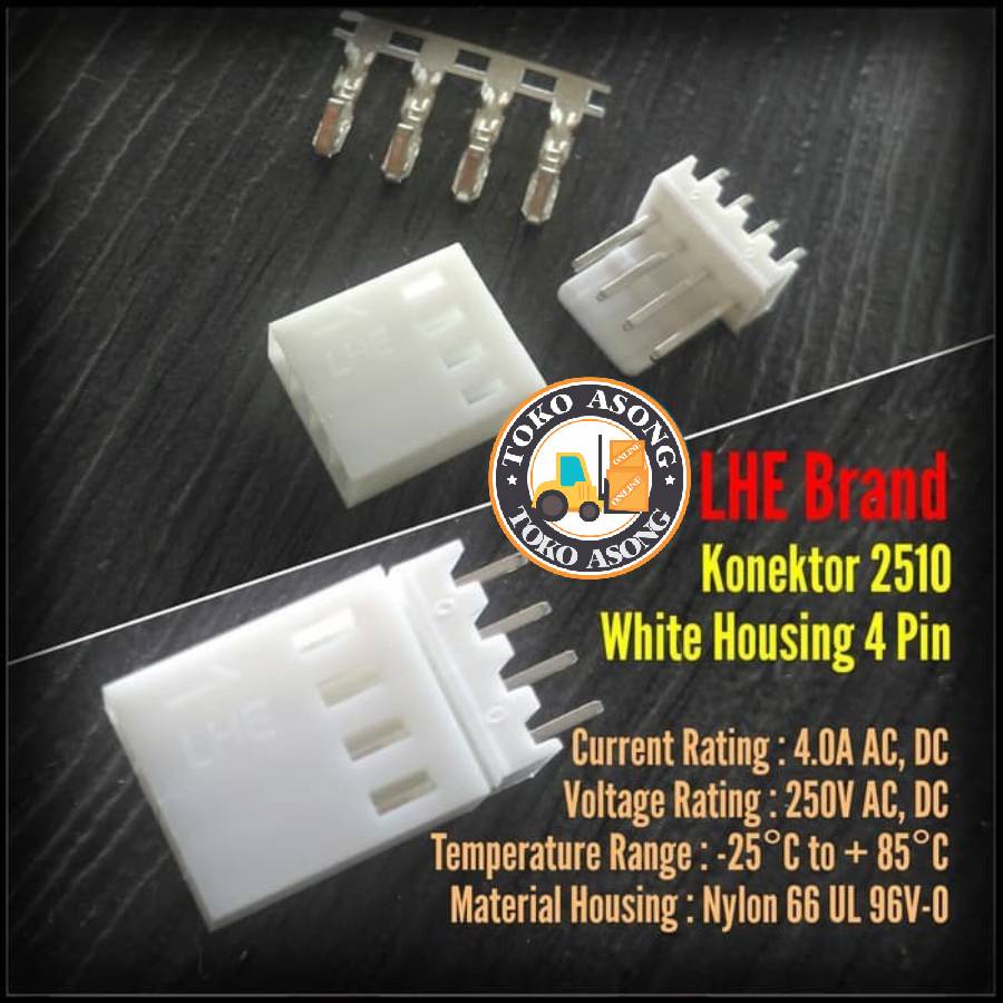 Jual Konektor 4 Pin White Housing 2510 LHE pitch 2.54 Socket Soket 4pin | Shopee Indonesia
