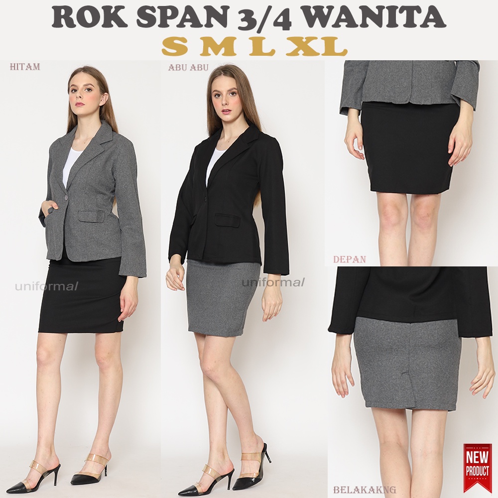 Jual Rok Mini Wanita Atas Lutut 3/4 / Span Rajut Premium KOREA Kantor ...