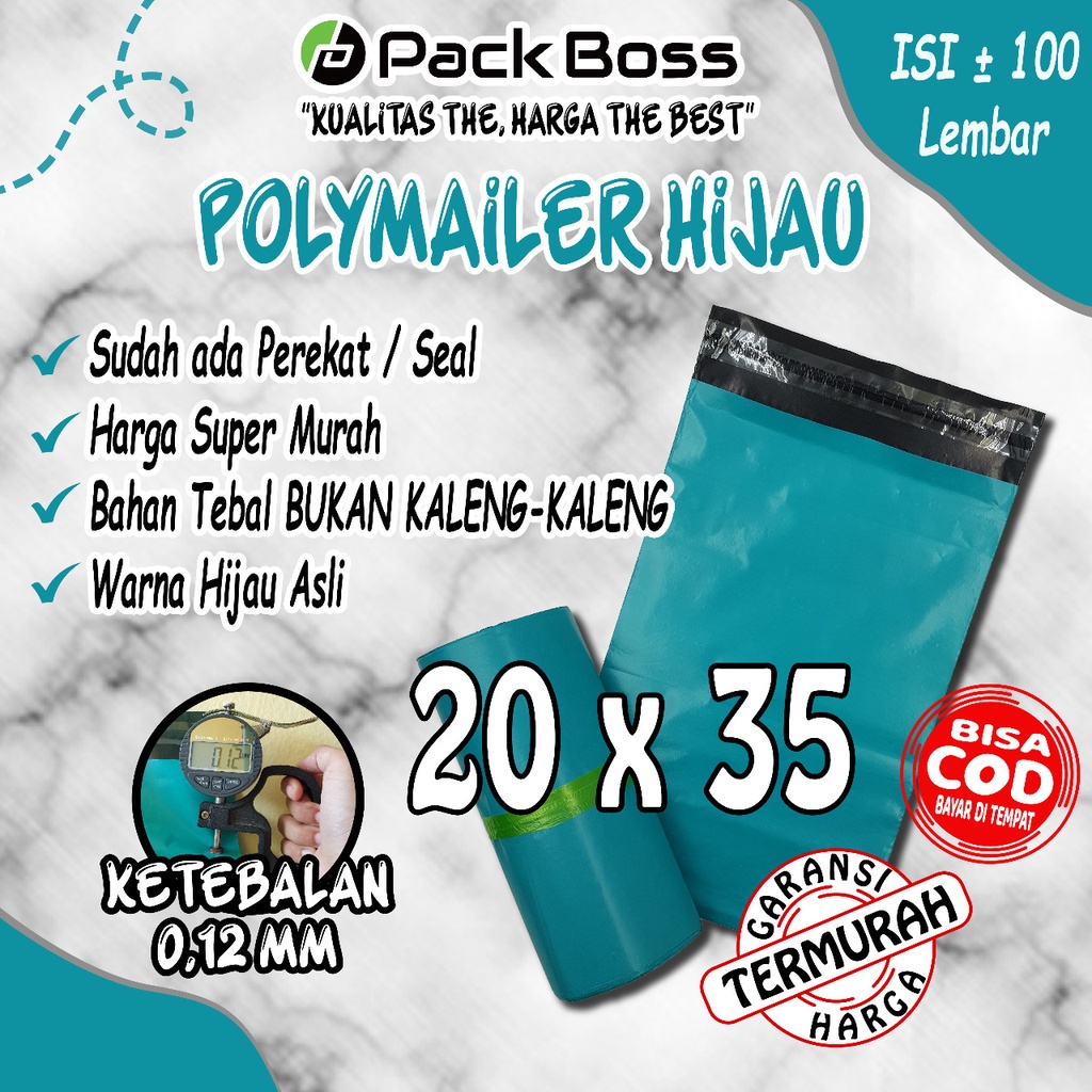 Jual POLYMAILER HIJAU MATTE DOFF 20X35 CM (+/- 100 pcs) LANGSUNG PABRIK ...