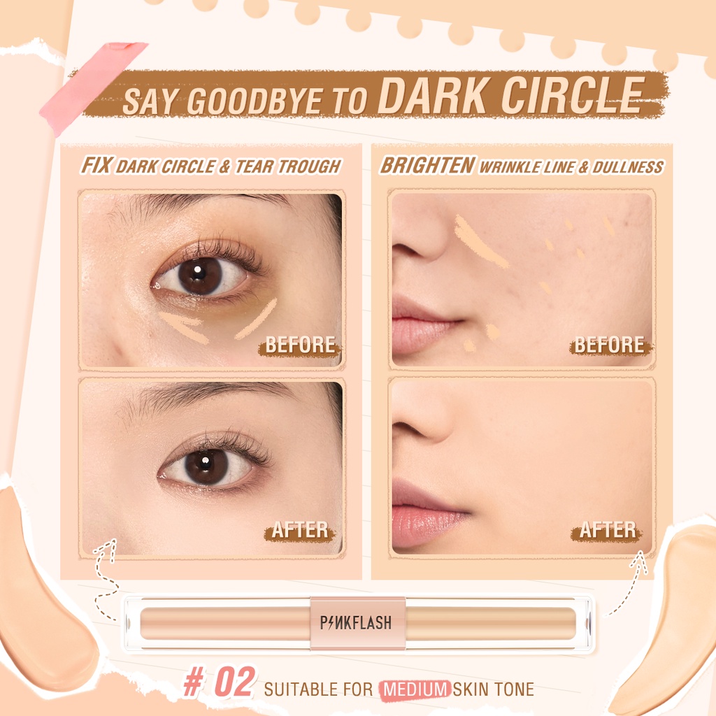 Jual PINKFLASH DoubleFix 2-in-1 Dual-Shade Concealer Full Coverage ...