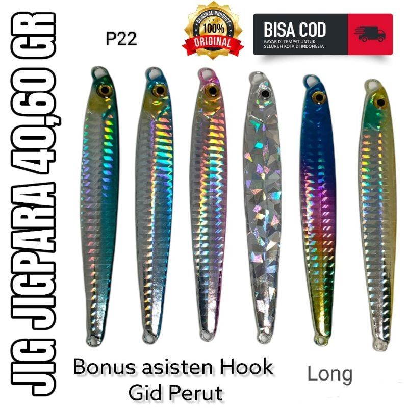 Jual JIGPARA LONG 40 & 60 GR GID PERUT GRATIS ASISTEN HOOK METAL JIG/UMPAN PANCING (40 :P53/61 ...
