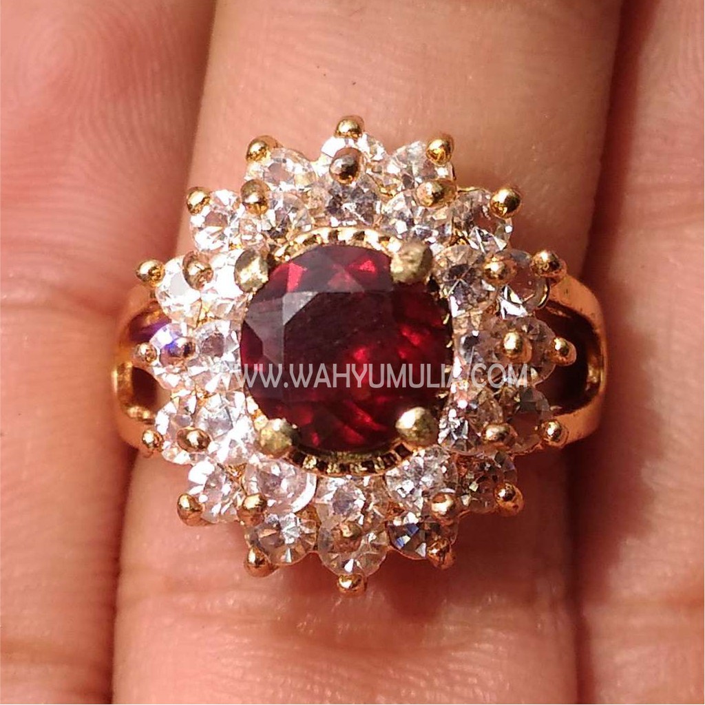 Jual Batu Cincin Cewek Permata Merah Garnet (Kode:492) | Shopee Indonesia