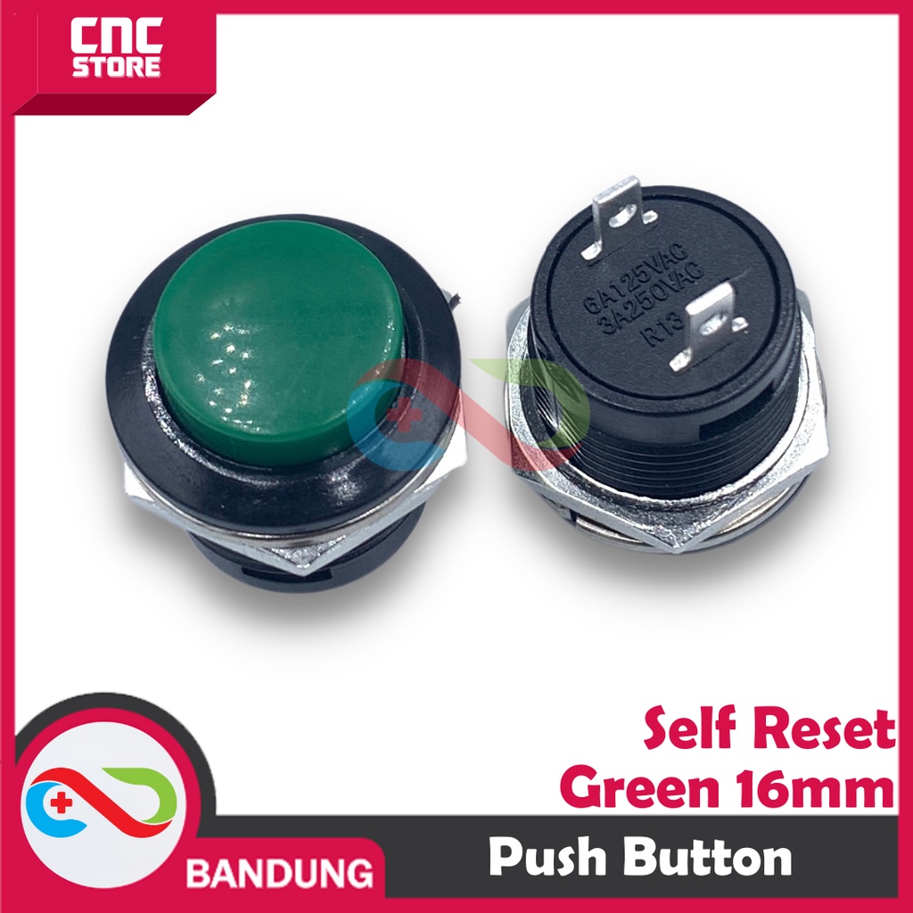 Jual PUSH BUTTON NON LOCKING 16MM SELF RESET WARNA HIJAU | Shopee Indonesia
