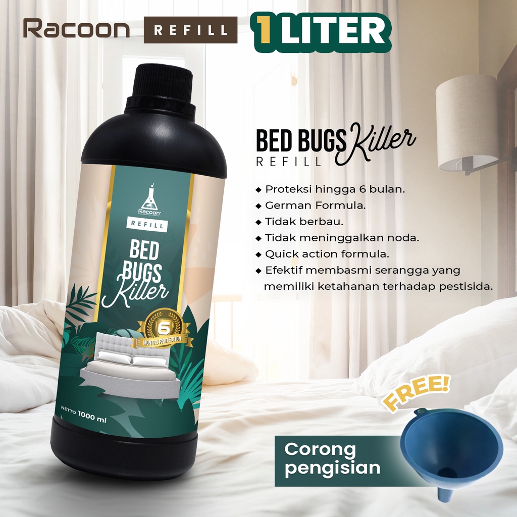 Jual Racoon Obat Anti Kutu Kasur 1 LITER Racoon Bed Bugs Killer / Tungau / Tahan 6 bulan kutu ...