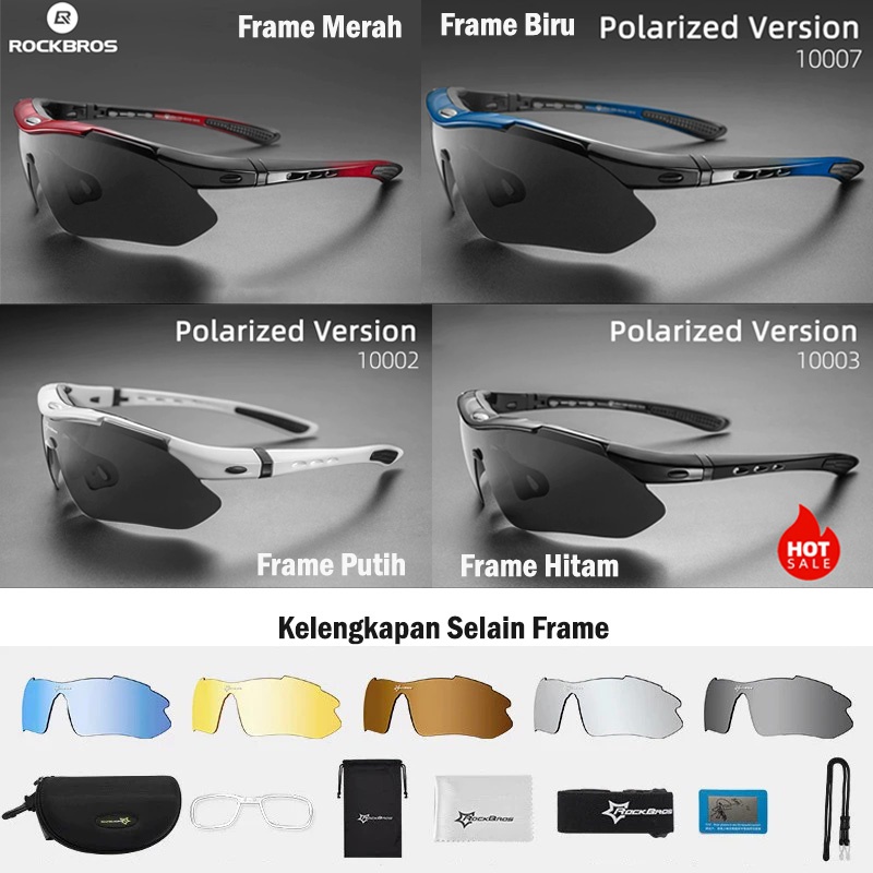 Jual Rockbros 089 Kacamata Olahraga Sepeda Polarized Sunglasses 5 Lensa | Shopee Indonesia