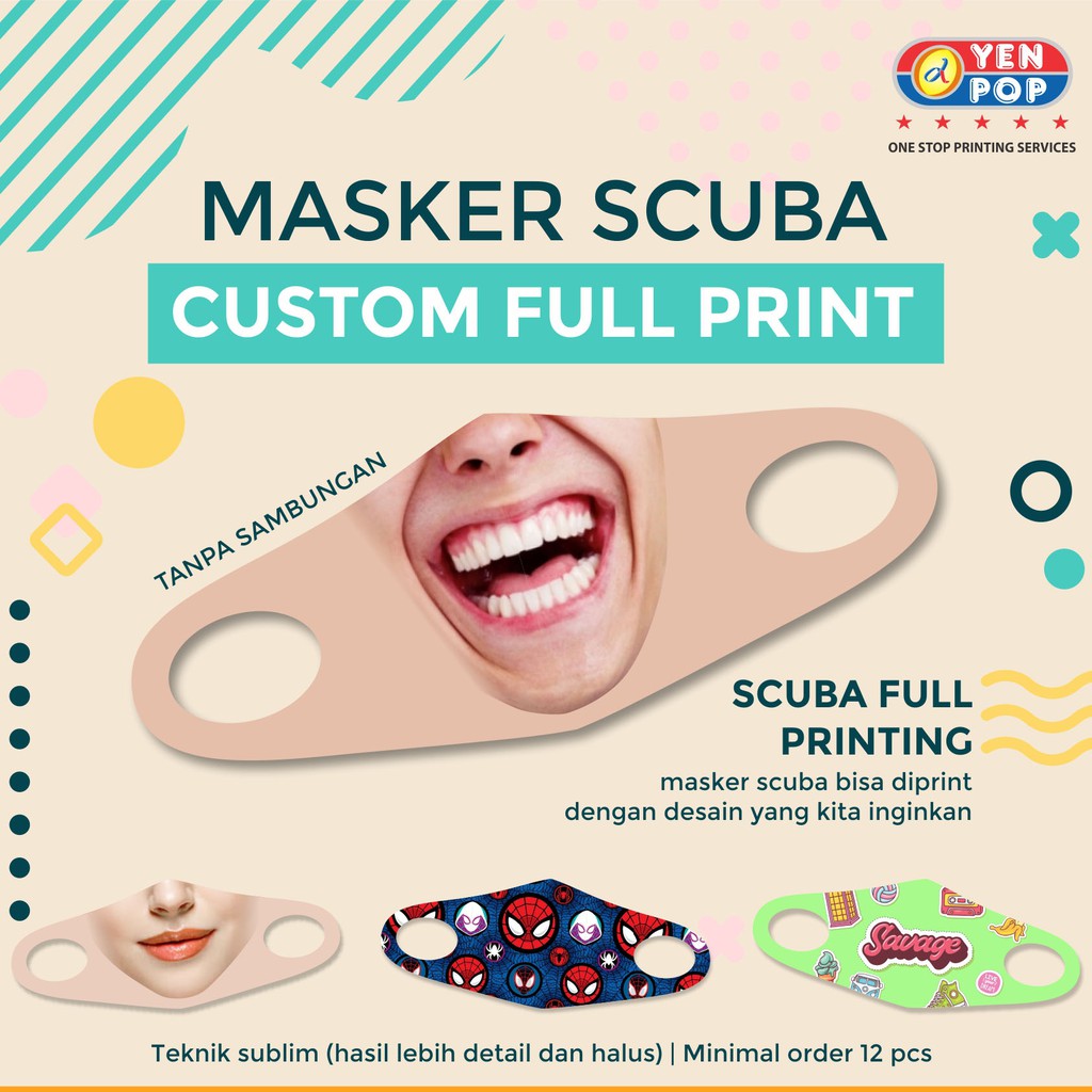 Jual Custom Desain Masker Scuba | Custom Full Print (Tanpa Sambungan ...