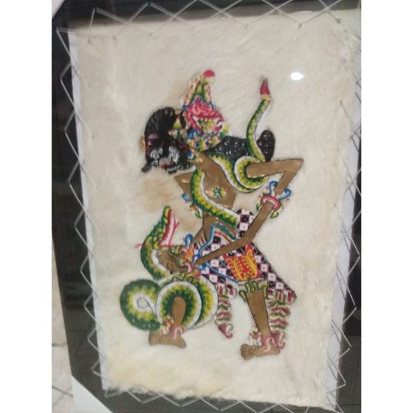Jual Lukisan Wayang Kulit Bratasena Dengan Ular Ukuran Besar 70 x 50 cm ...
