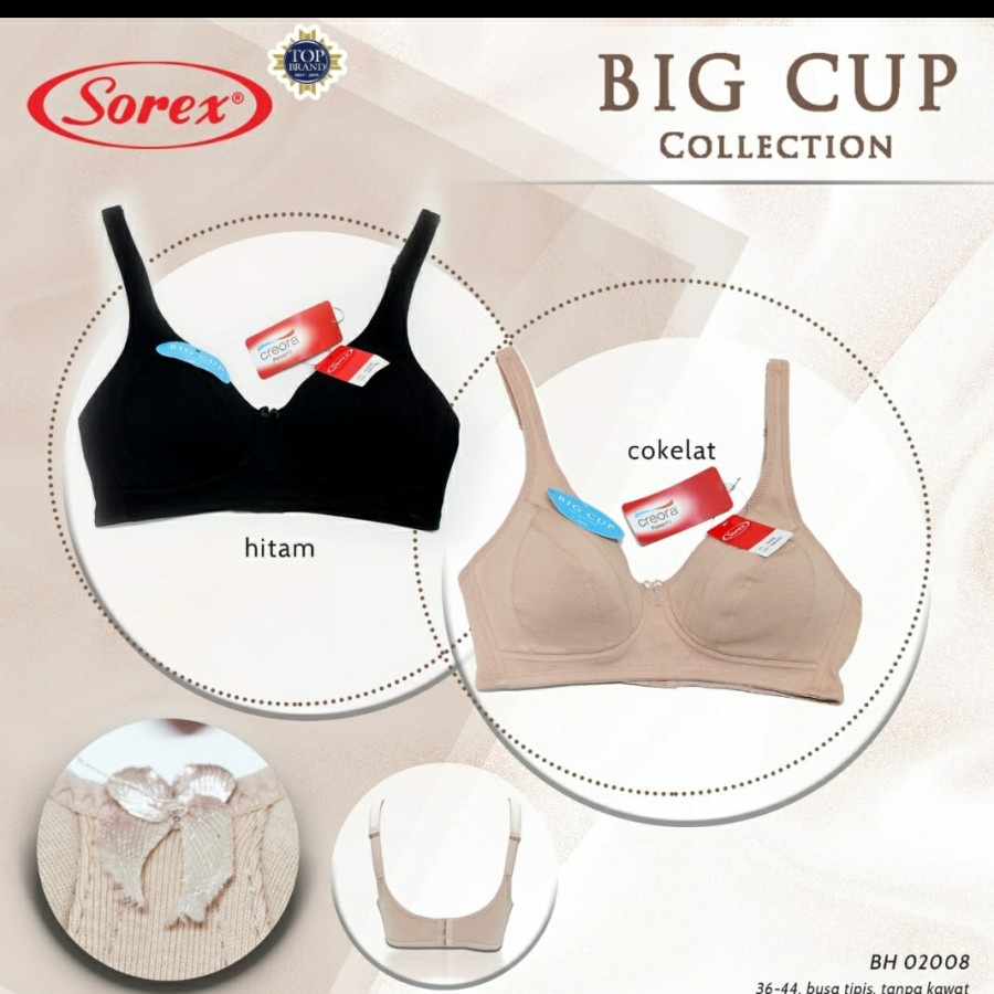 Jual 3Pcs Bra Bh Wanita Sorex | Bh Sorex 02008 Bh Big Size Cup Besar Tanpa Kawat Busa Tipis 3 ...