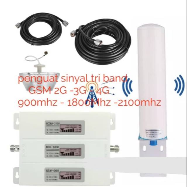 Jual Antena penguat sinyal hp tri band gsm 2G /3G /4G 900-2100-1800 MHZ repeater | Shopee Indonesia