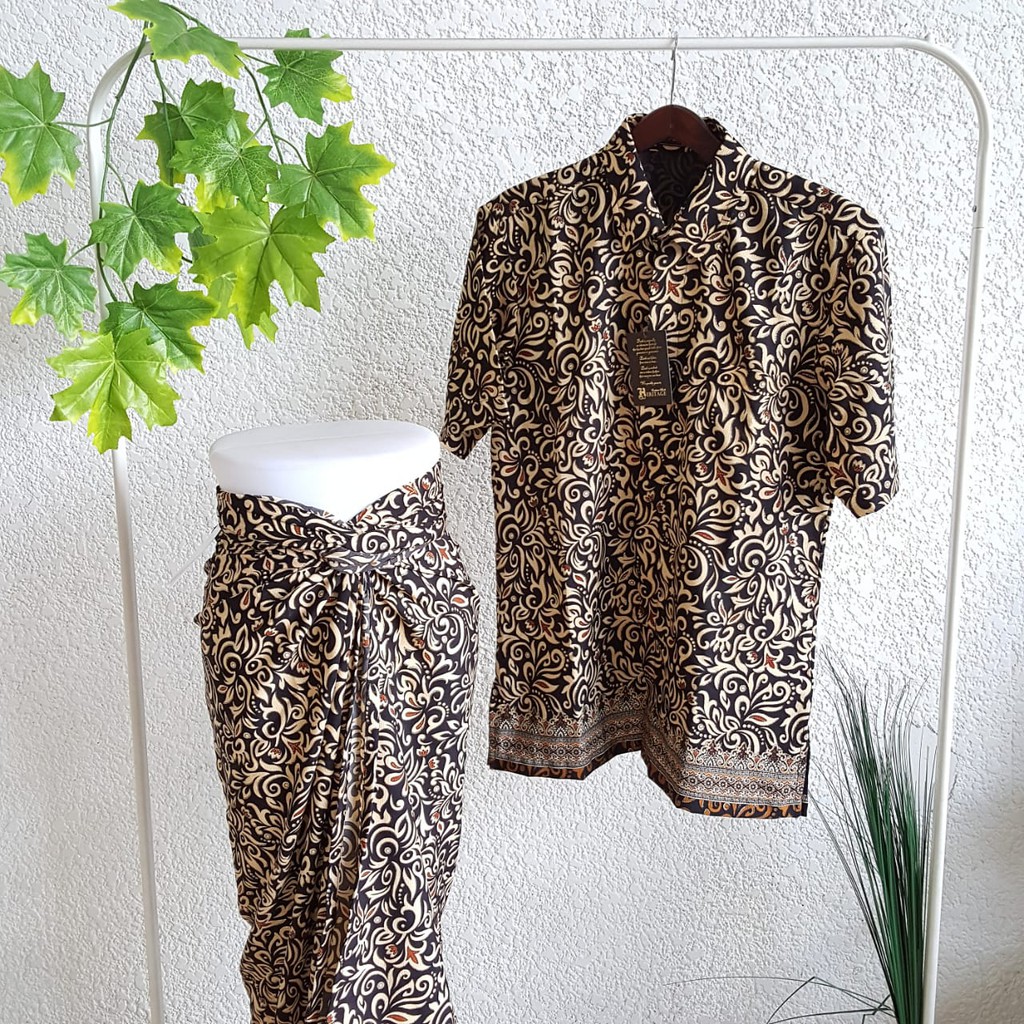 Jual Couple Set Batik Heritage Bunga Serangkai Cokelat Pendek (HAMBS ...