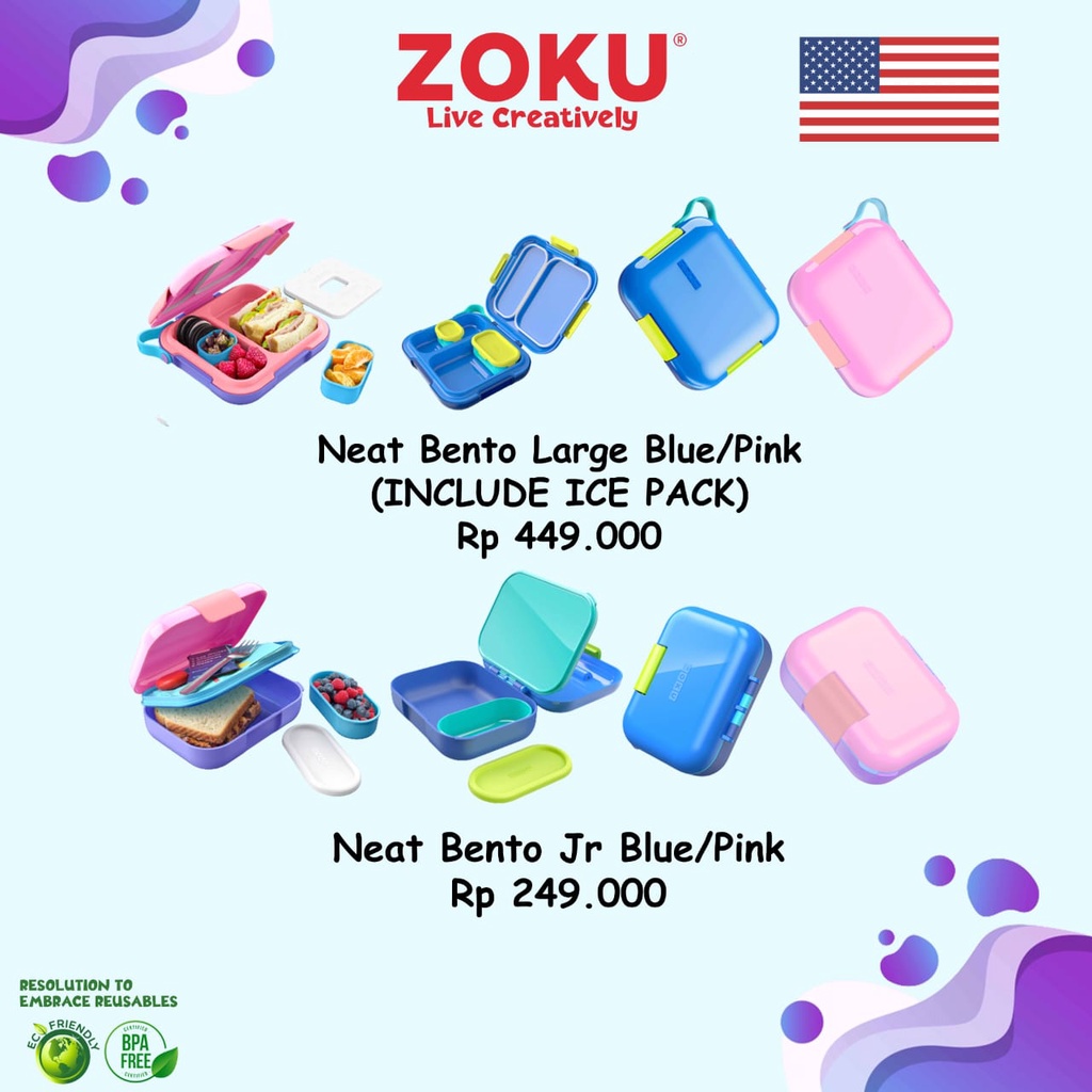 Jual READY STOCK - ZOKU NEAT BENTO LARGE (INCLUDE ICE PACK) & NEAT ...