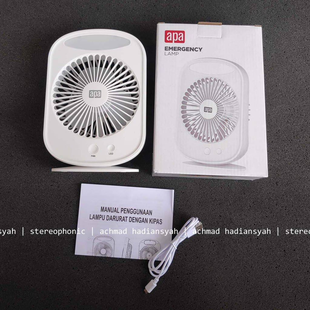 Jual RECHARGEABLE Mini Fan dan Lampu Emergency.. Merk APA Mini FAN ...