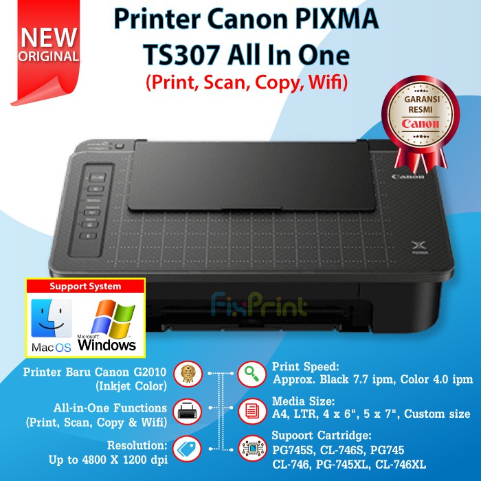 Jual Printer Canon TS307 TS-307 WiFi, Photo Printer Borderless (Tanpa ...