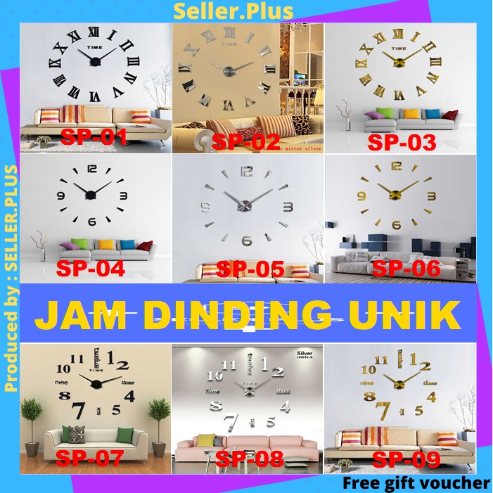 Jual SP Dekorasi Jam Dinding Unik DIY Besar Raksasa Jumbo Tempel Desain ...
