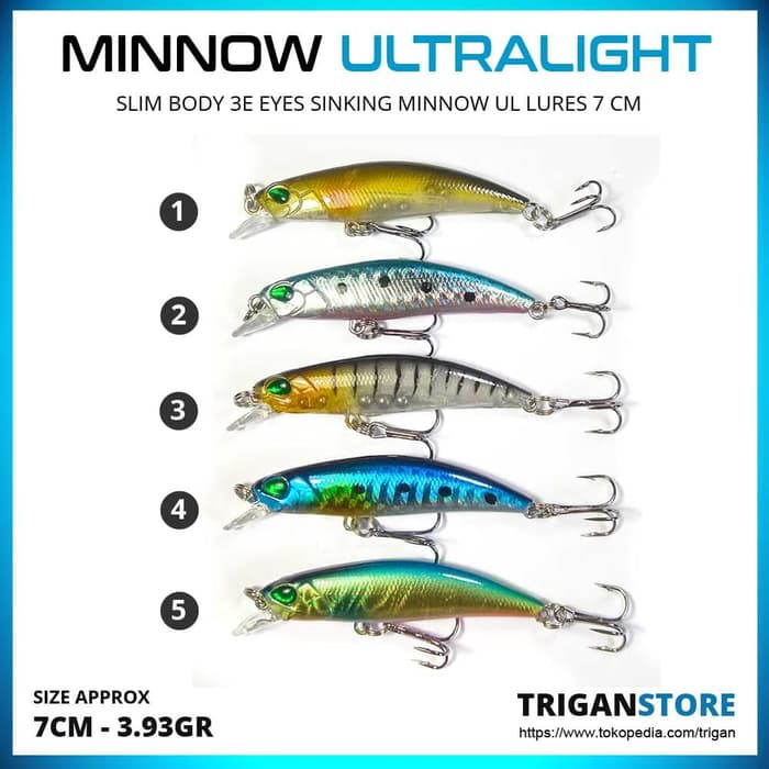 Jual Umpan Mancing Minnow Ultralight 3D Eyes Sinking Fishing Lure 7 cm | Shopee Indonesia