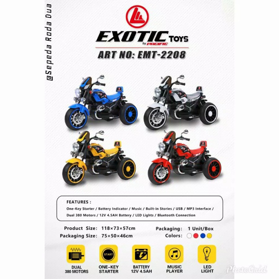 Jual Mainan Motoran Aki Exotic Rechargeable Motor EMT 2208 | Shopee ...