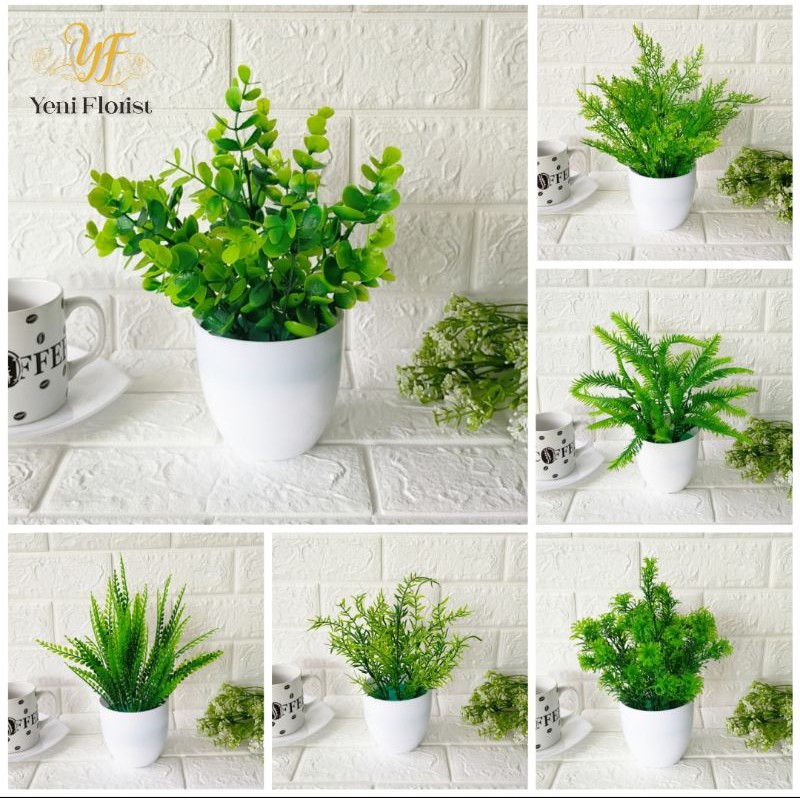 Jual rumput sintetis artifisal dan pot /rumput artificial daun plastik ...