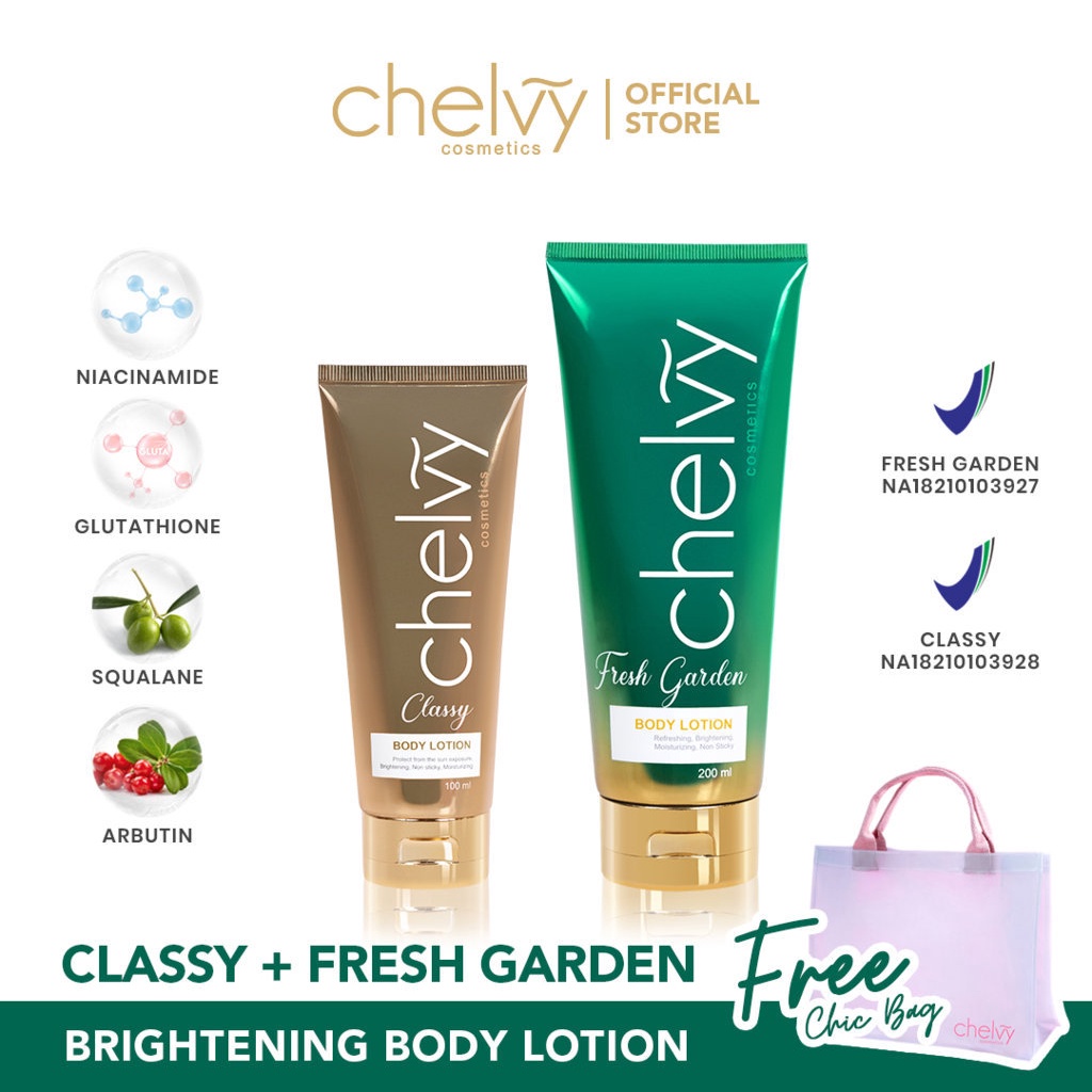 Jual CHELVY Duo Bundle Brightening Body Lotion Classy dan Fresh Garden ...