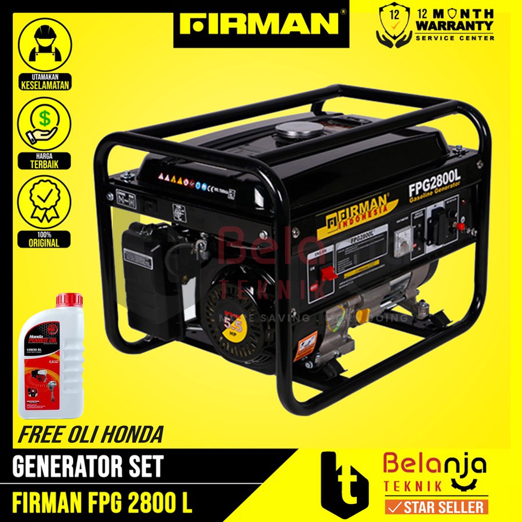 Jual Firman FPG2800L Genset Bensin FPG 2800 L 2000 Watt Generator Set ...