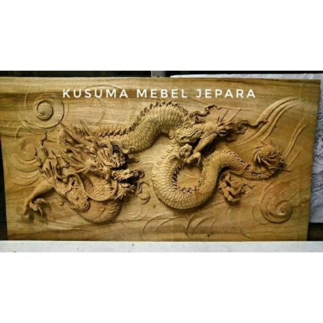 Jual Hiasan Dinding Ukir Relief Naga Terbang Kayu Jati (Panjang 150cm ...