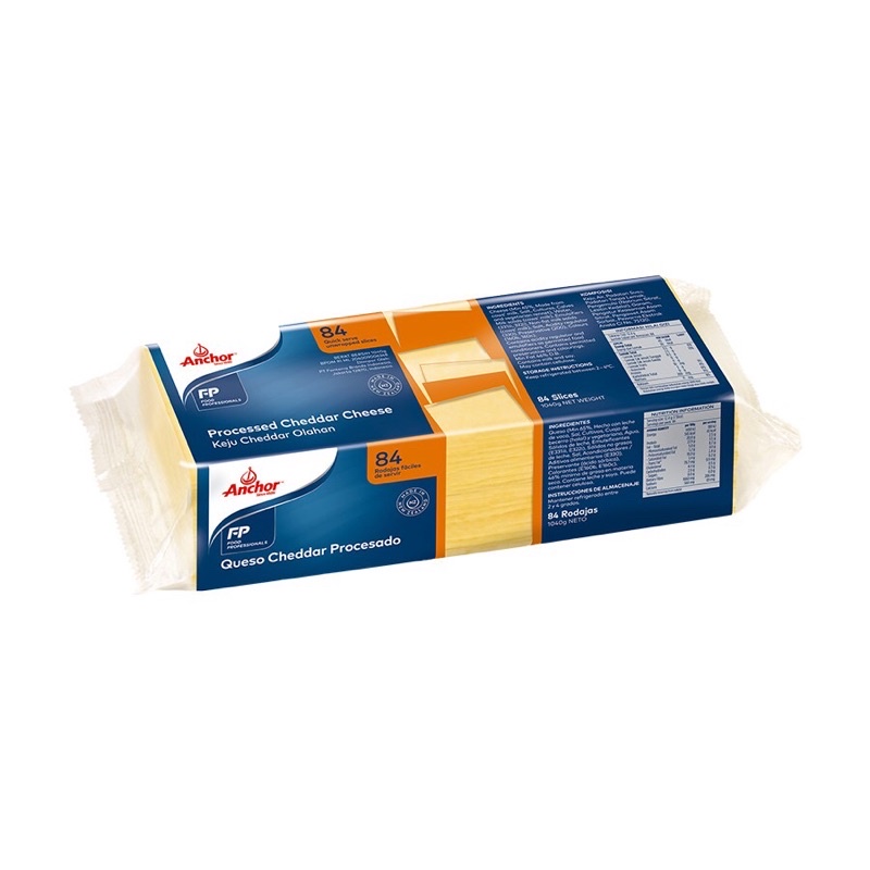 Jual Anchor Processed Cheddar Cheese Slices Keju Cheddar Olahan - 1040g ...