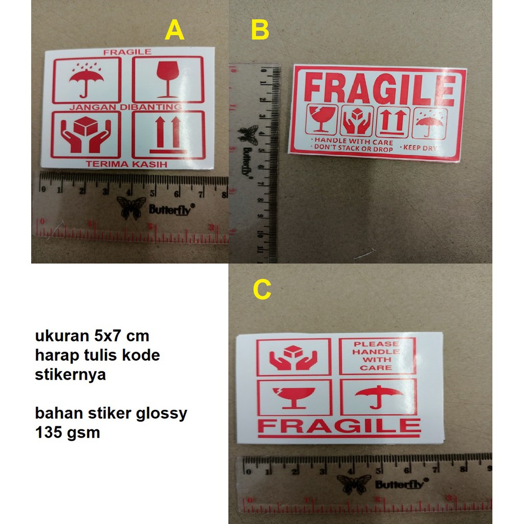 Jual Stiker Fragile Sticker Fragile Stiker Pecah Belah 5x7 cm | Shopee ...