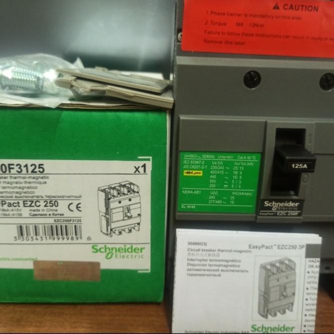 Jual mccb Schneider breaker ezc250f 125a ezc250f3125 3phase 3p 125 a tele | Shopee Indonesia