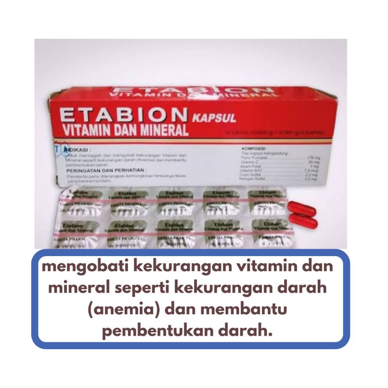 Jual ETABION KAPSUL VITAMIN PENAMBAH DARAH PER STRIP | Shopee Indonesia