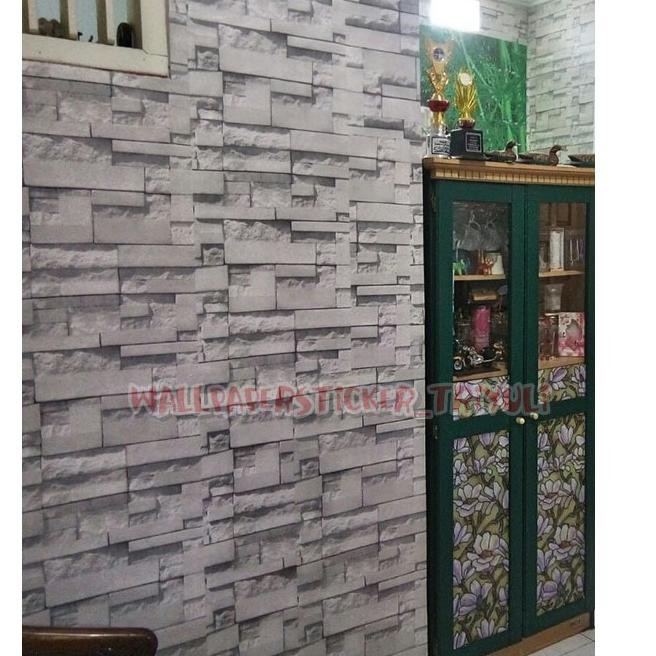 Jual Banyak Dipakai.. WALLPAPER DINDING STICKER 3D NATURE STONE BRICK ...