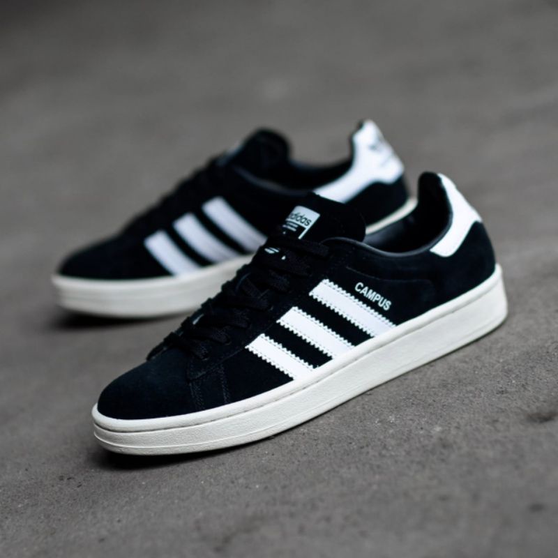 Jual SEPATU PRIA SNEKAERS PRIA ADIDAS CAMPUS BLACK WHITE ORIGINAL ...