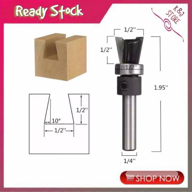 Jual Mata Profil Router Bit Carbide Dovetail Joint As 6mm Woodworking ...