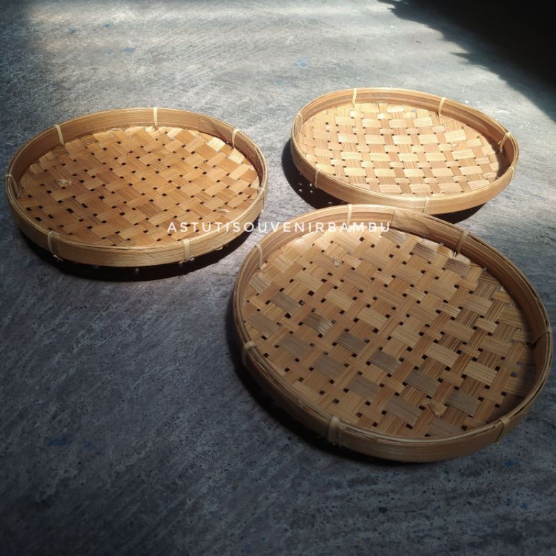 Jual PIRING LALAPAN BAMBU BENTUK BULAT 18 CM / piring makan penyetan ...