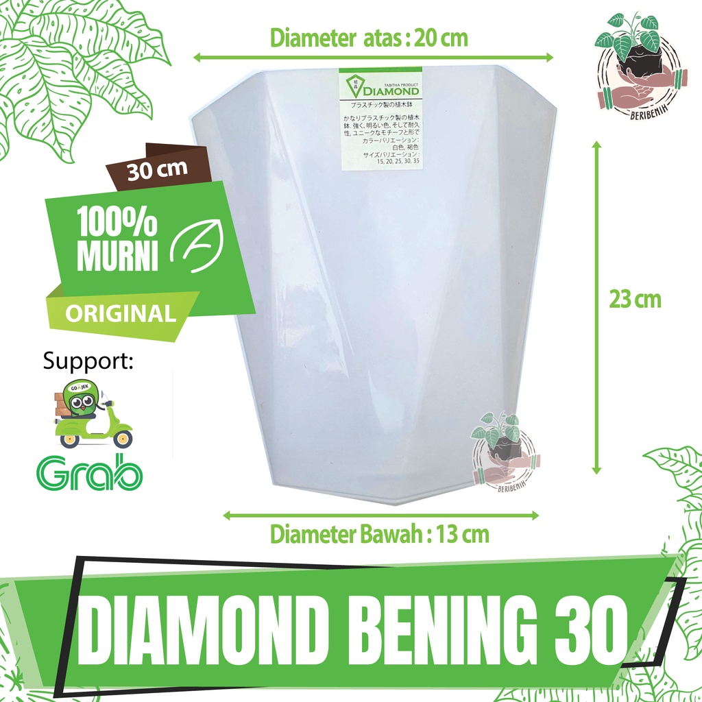 Jual Pot Bunga Tabitha Diamond Pot Tanaman Bening Transparan Putih no ...