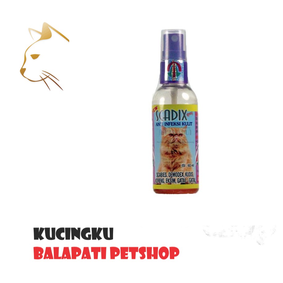 Jual Scadix Spray 60ml Obat Kulit Infeksi Gatal Kucing Cat Kitten 60 ml ...