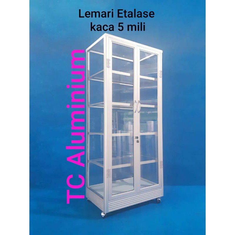 Jual 604 65X40X150 CA LEMARI RAK ETALASE 5 SUSUN ALUMINIUM SILVER FULL ...