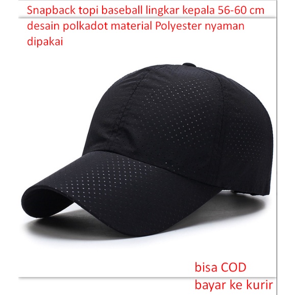 Jual Snapback topi baseball lingkar kepala 56-60 cm desain polkadot ...